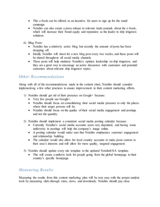 Netafim Content Marketing Plan | PDF