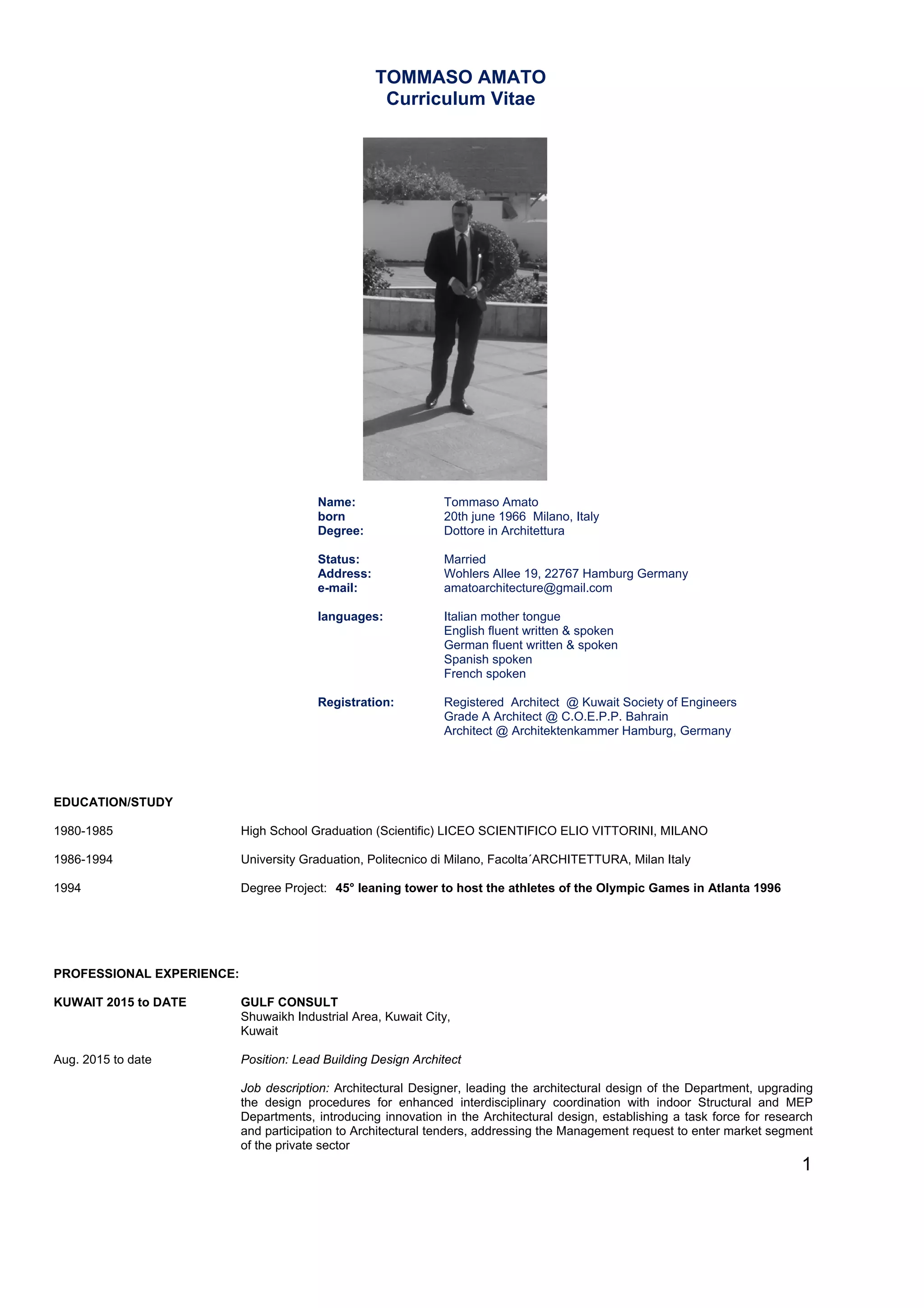 CV TOMMASO AMATO 28Feb2016 | PDF