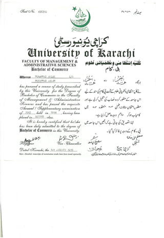 Degree Bcom Front | PDF