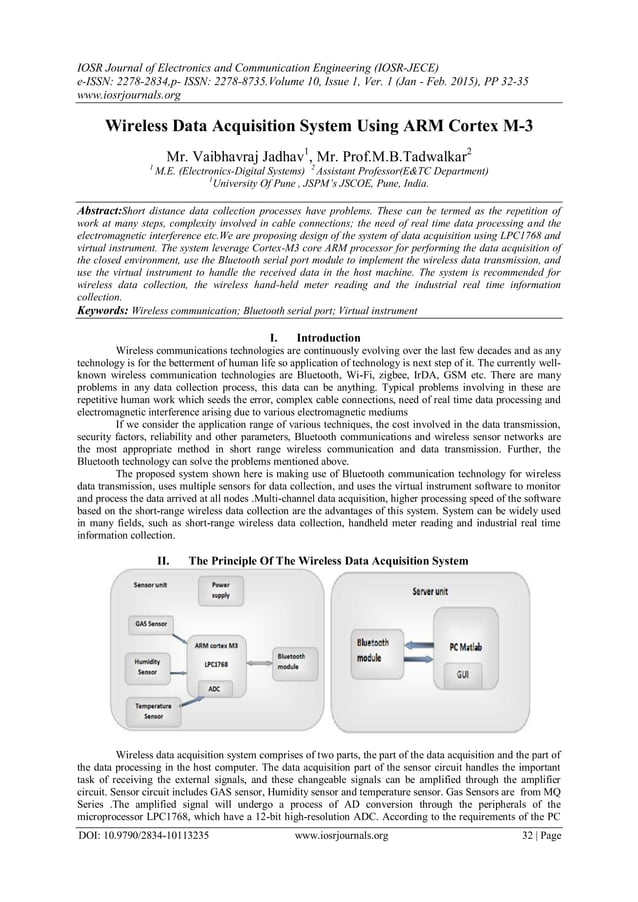Wireless Data Acquisition System Using ARM Cortex M-3 | PDF