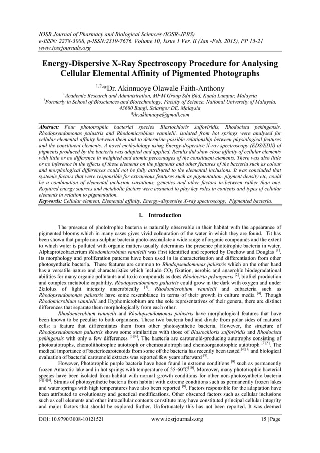 Energy-Dispersive X-Ray Spectroscopy Procedure for Analysing Cellular ...