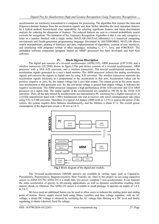 Digital Pen For Handwritten Digit And Gesture Recognition Using Trajectory Recognition Algorithm