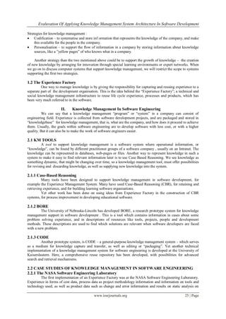 Evaluvation of Applying Knowledge Management System Architecture in Software Development ...