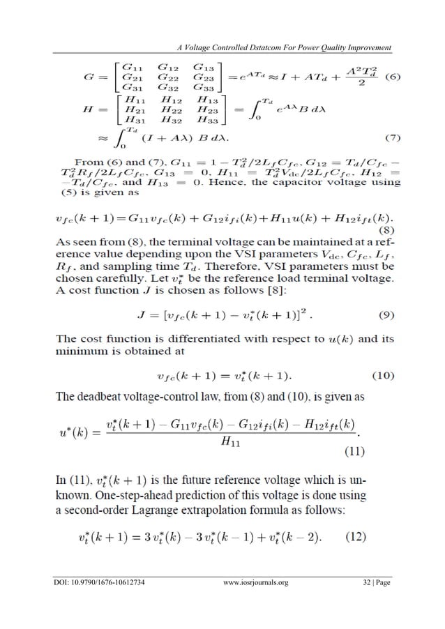 A Voltage Controlled Dstatcom For Power Quality Improvement Pdf 