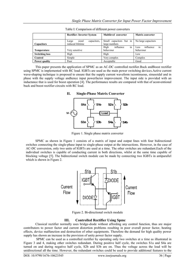 Single Phase Matrix Converter for Input Power Factor Improvement | PDF