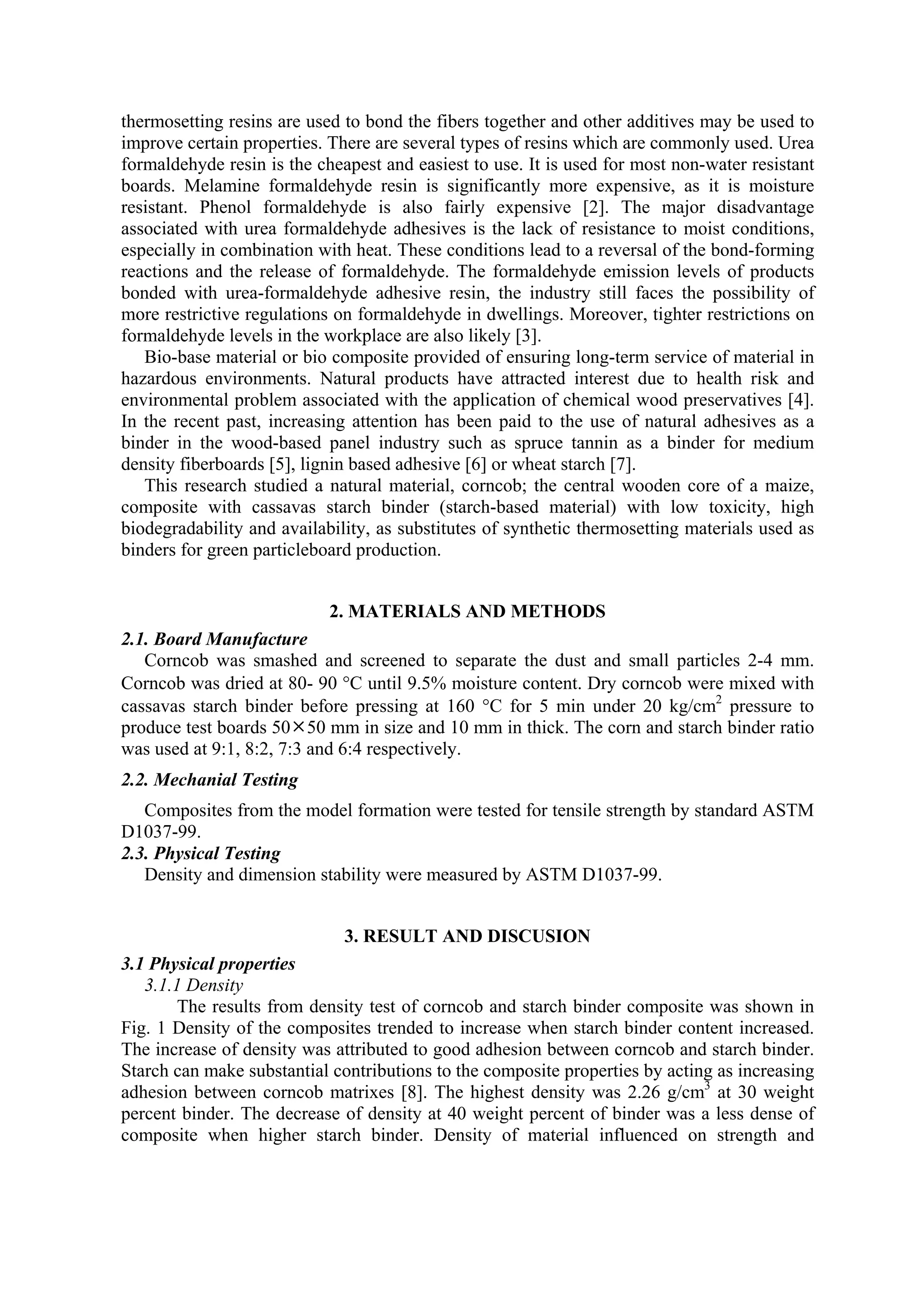 MECHANICAL AND PHYSICAL PROPERTIES OF GREEN PARTICAL BOARD PRODUCE FROM ...