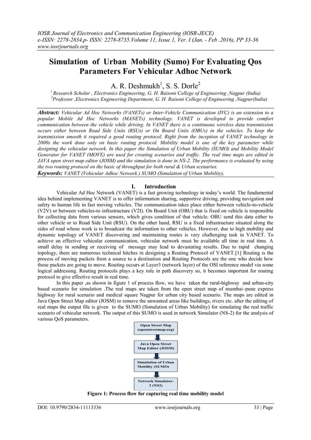 Simulation Of Urban Mobility Sumo For Evaluating Qos Parameters For Vehicular Adhoc Network Pdf