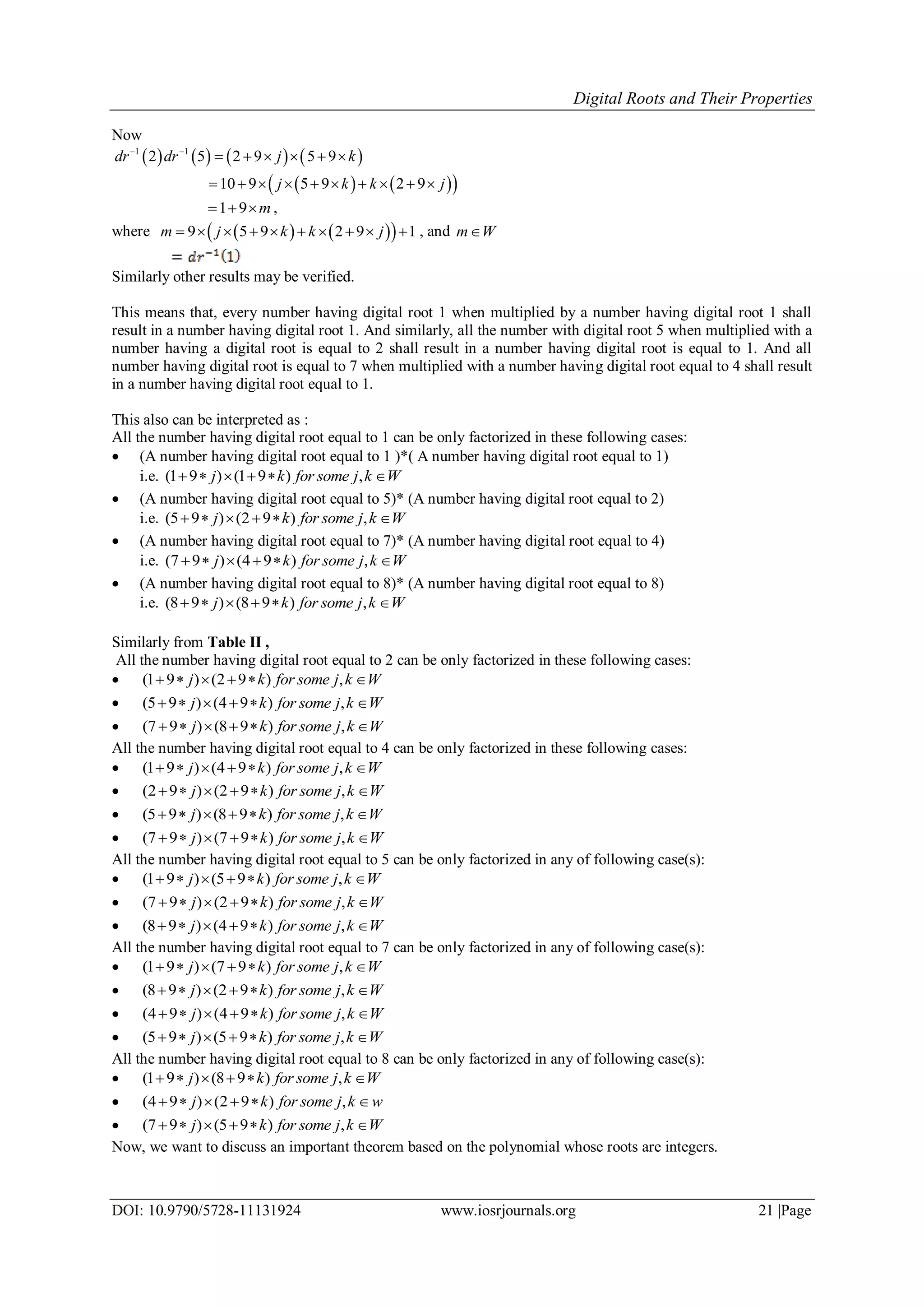 Digital Roots and Their Properties | PDF