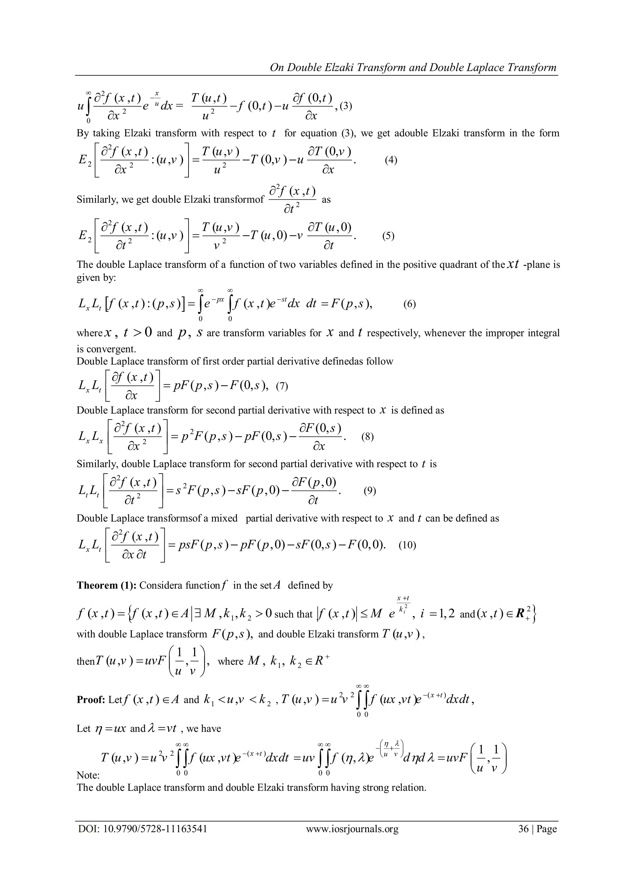 On Double Elzaki Transform and Double Laplace Transform | PDF | Graphics Software | Computer ...