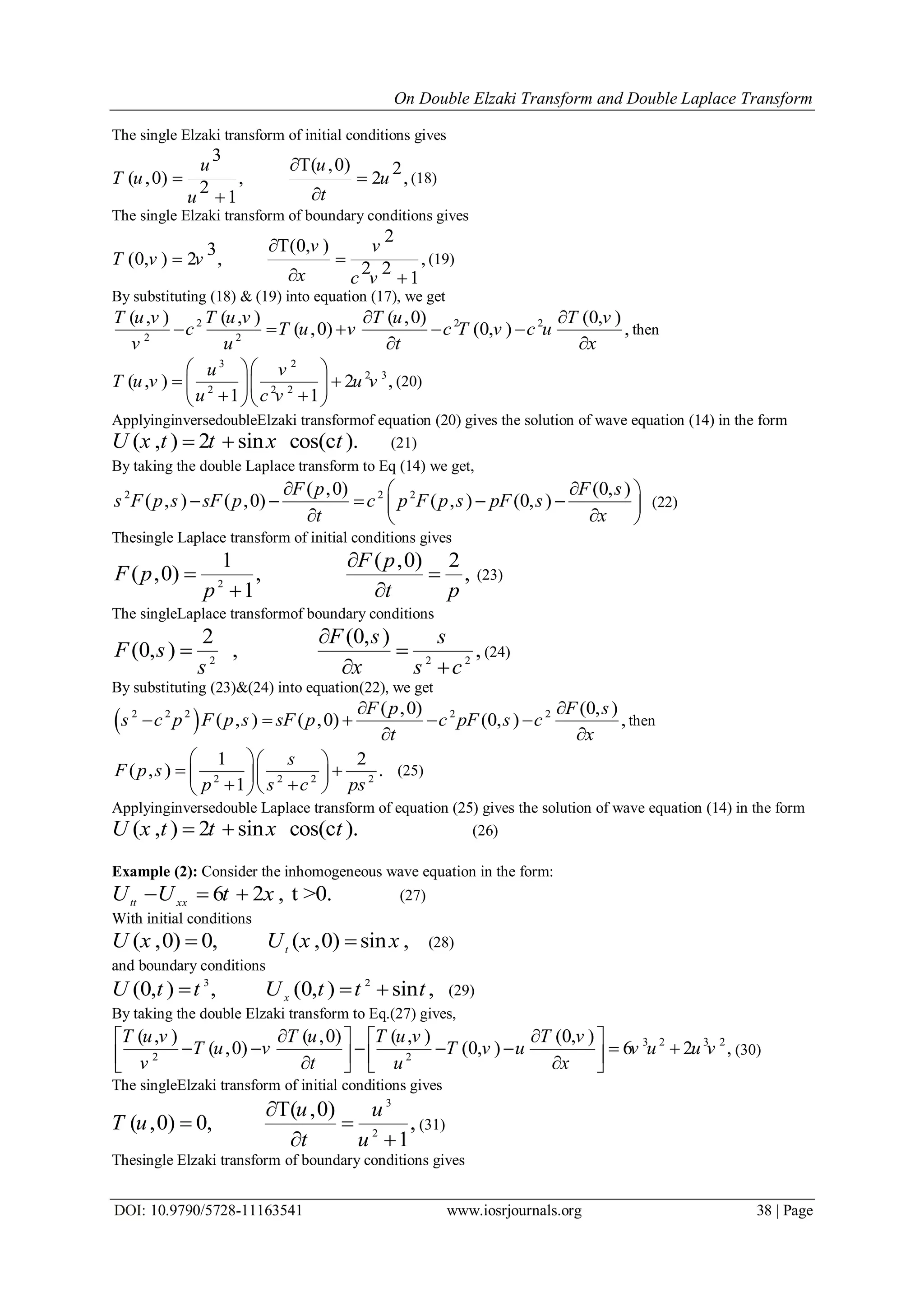 On Double Elzaki Transform and Double Laplace Transform | PDF | Graphics Software | Computer ...