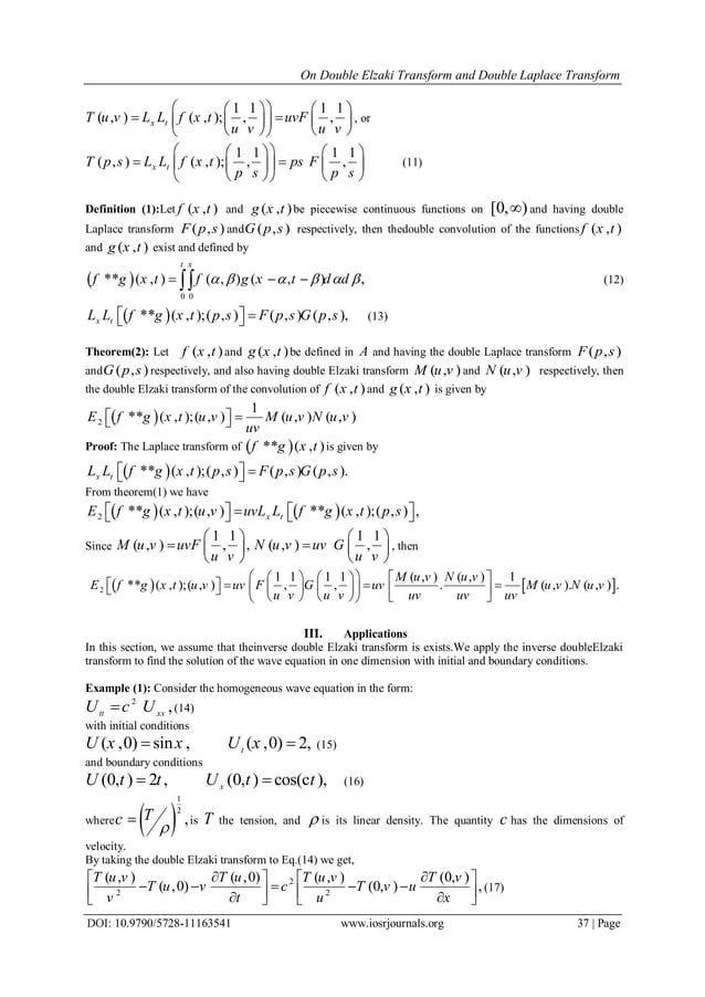 On Double Elzaki Transform and Double Laplace Transform | PDF