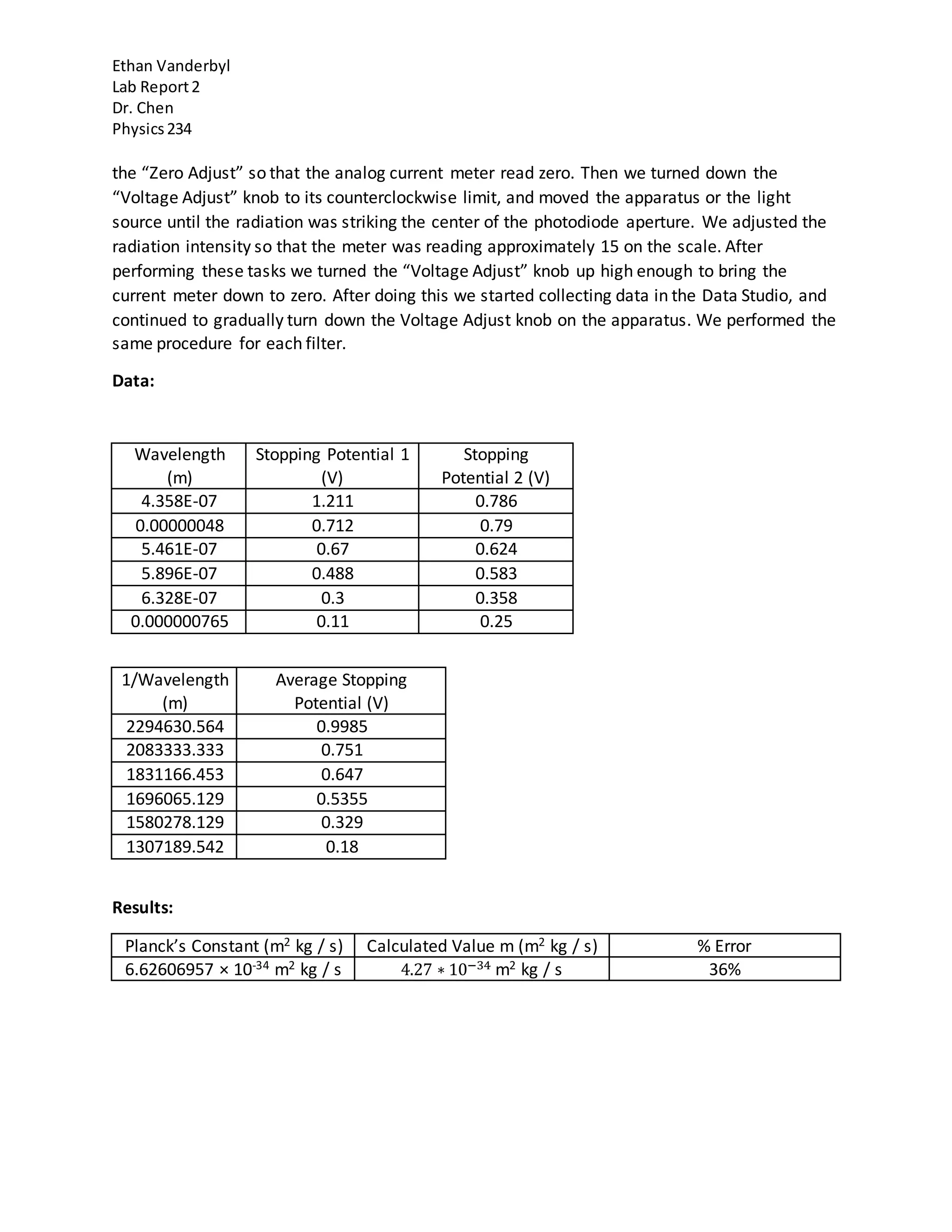 The Photoelectric Effect lab report | DOCX