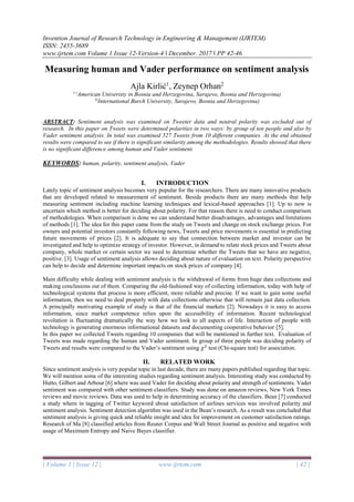 Measuring human and Vader performance on sentiment analysis | PDF | Business | Business and Finance