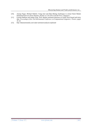 Measuring human and Vader performance on sentiment analysis | PDF ...