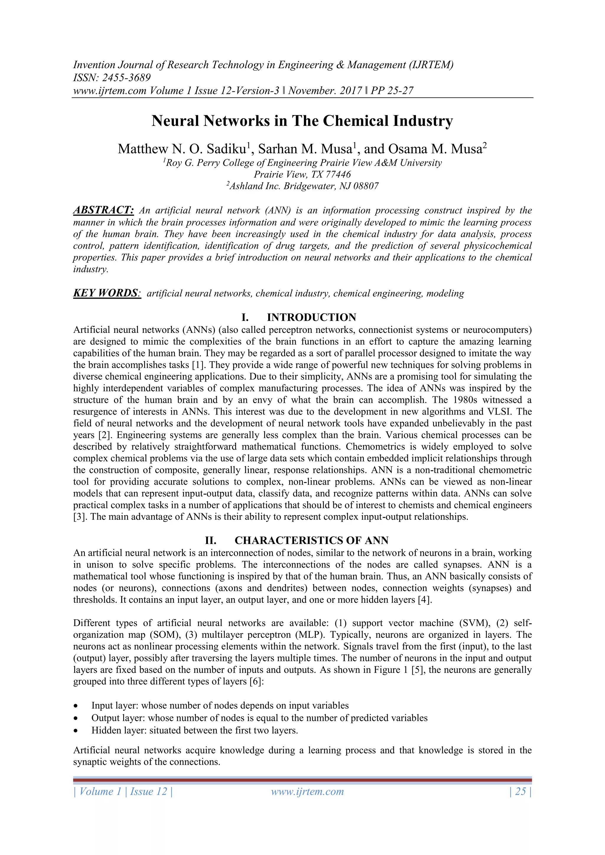 Neural Networks in The Chemical Industry | PDF