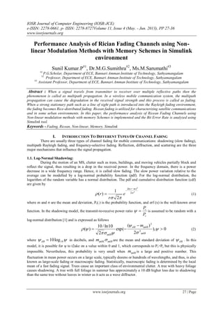 Performance Analysis of Rician Fading Channels using Nonlinear ...
