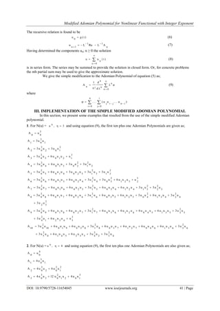 Modified Adomian Polynomial for Nonlinear Functional with Integer Exponent | PDF