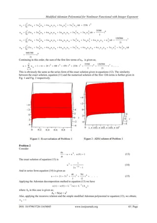 Modified Adomian Polynomial for Nonlinear Functional with Integer Exponent | PDF