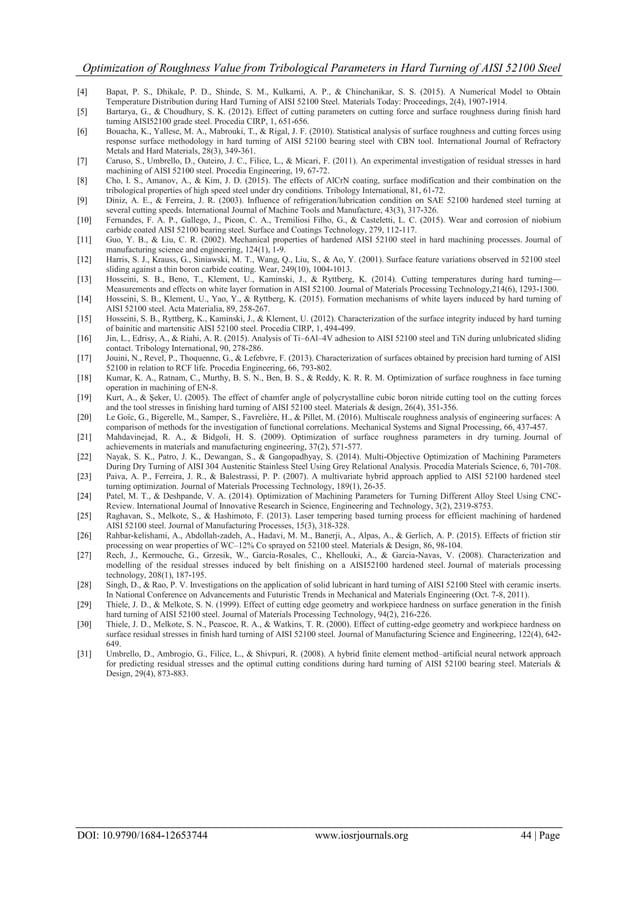 Optimization of Roughness Value from Tribological Parameters in Hard Turning of AISI 52100 Steel ...