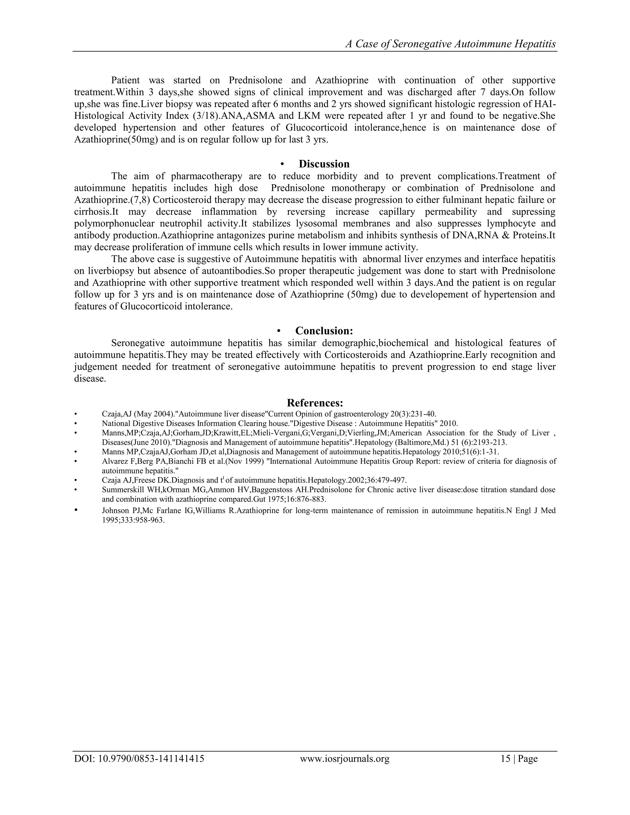 A Case of Seronegative Autoimmune Hepatitis | PDF