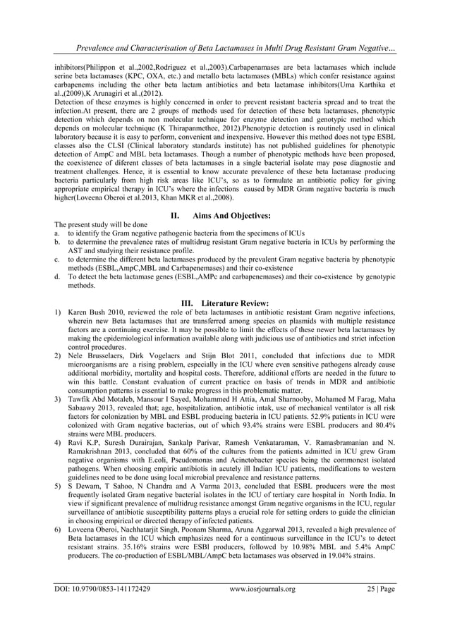 Prevalence and Characterisation of Beta Lactamases in Multi Drug Resistant Gram Negative ...