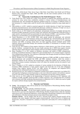 Prevalence and Characterisation of Beta Lactamases in Multi Drug Resistant Gram Negative ...