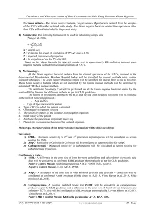 Prevalence and Characterisation of Beta Lactamases in Multi Drug Resistant Gram Negative ...