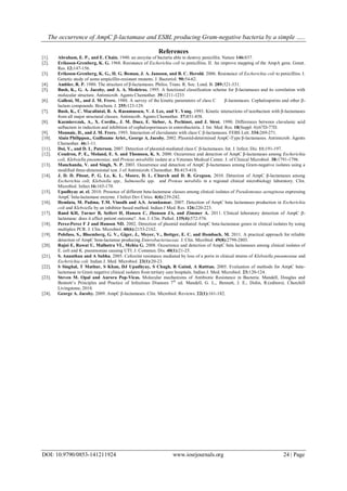 The occurrence of AmpC β-lactamase and ESBL producing Gram-negative ...