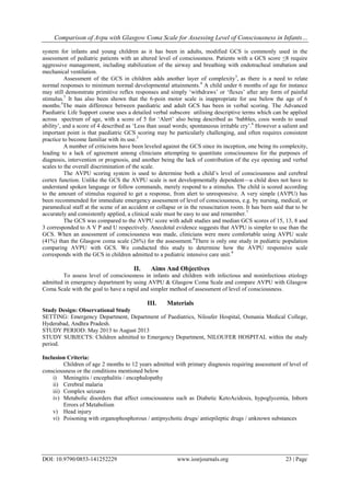 Comparison of Avpu with Glasgow Coma Scale for Assessing Level of ...