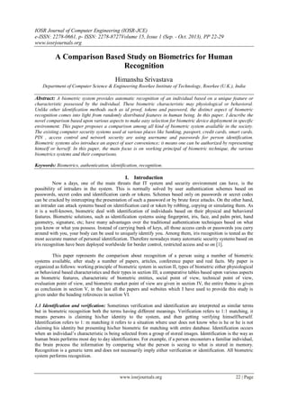 A Comparison Based Study on Biometrics for Human Recognition | PDF