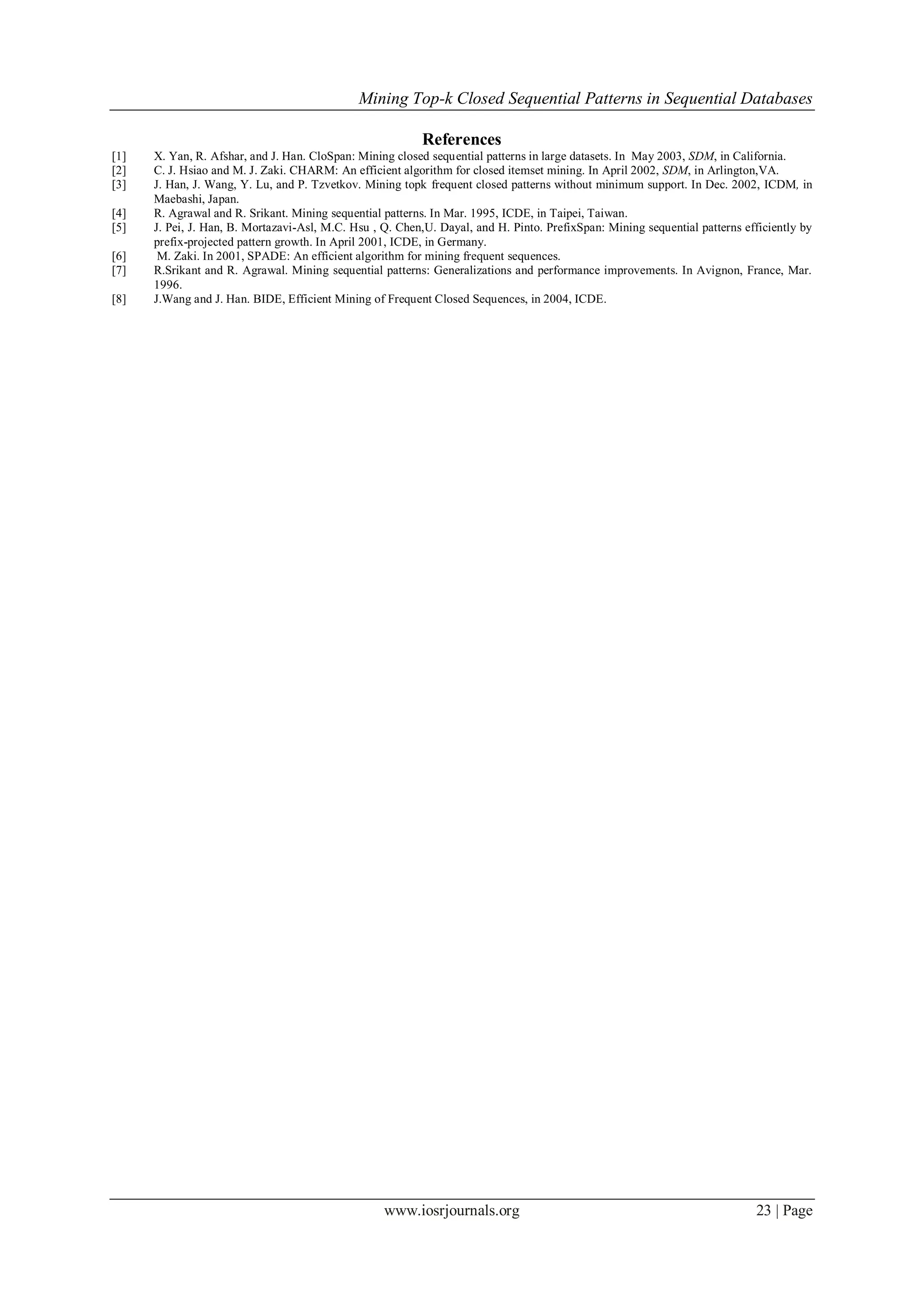 Mining Top-k Closed Sequential Patterns in Sequential Databases | PDF