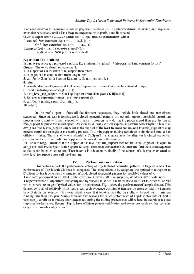Mining Top-k Closed Sequential Patterns in Sequential Databases | PDF
