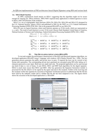 An Efficient implementation of PKI architecture based Digital Signature using RSA and various ...