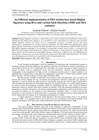 An Efficient implementation of PKI architecture based Digital Signature ...