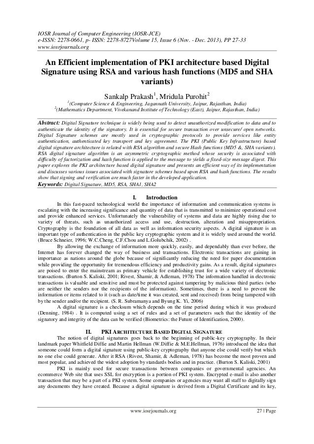 An Efficient Implementation Of Pki Architecture Based Digital Signatu