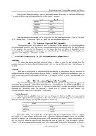 Relation between Physical Personality and Sports | PDF