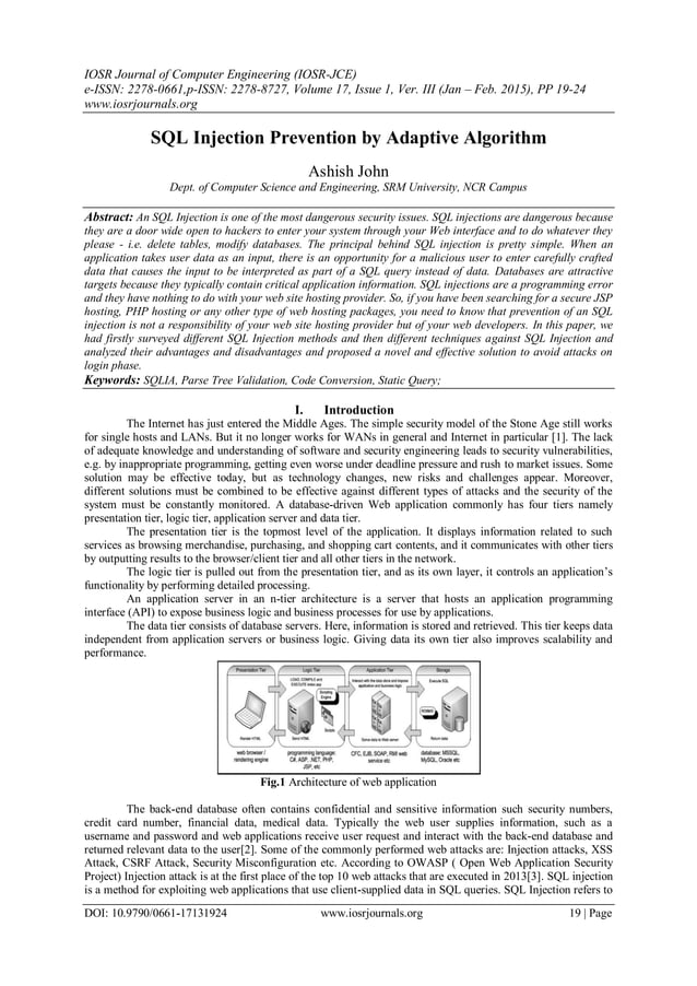SQL Injection Prevention by Adaptive Algorithm | PDF | Databases | Computer Software and ...