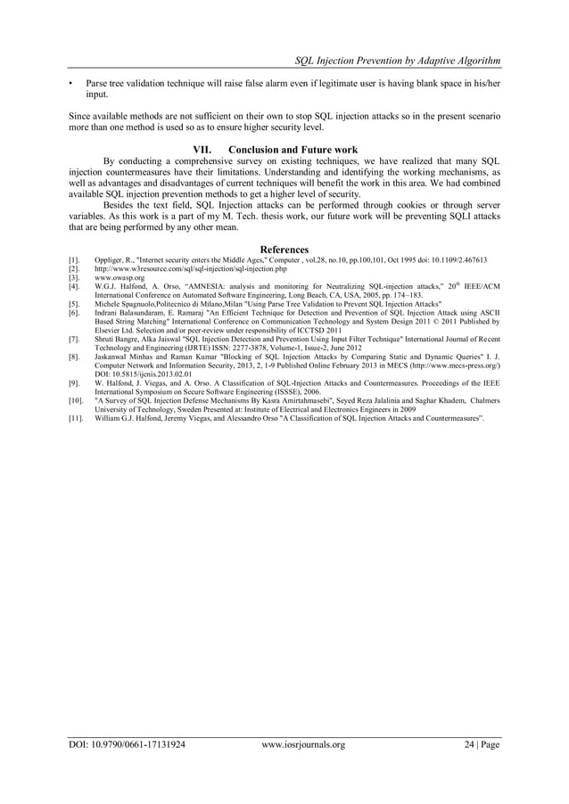 SQL Injection Prevention by Adaptive Algorithm | PDF | Databases | Computer Software and ...