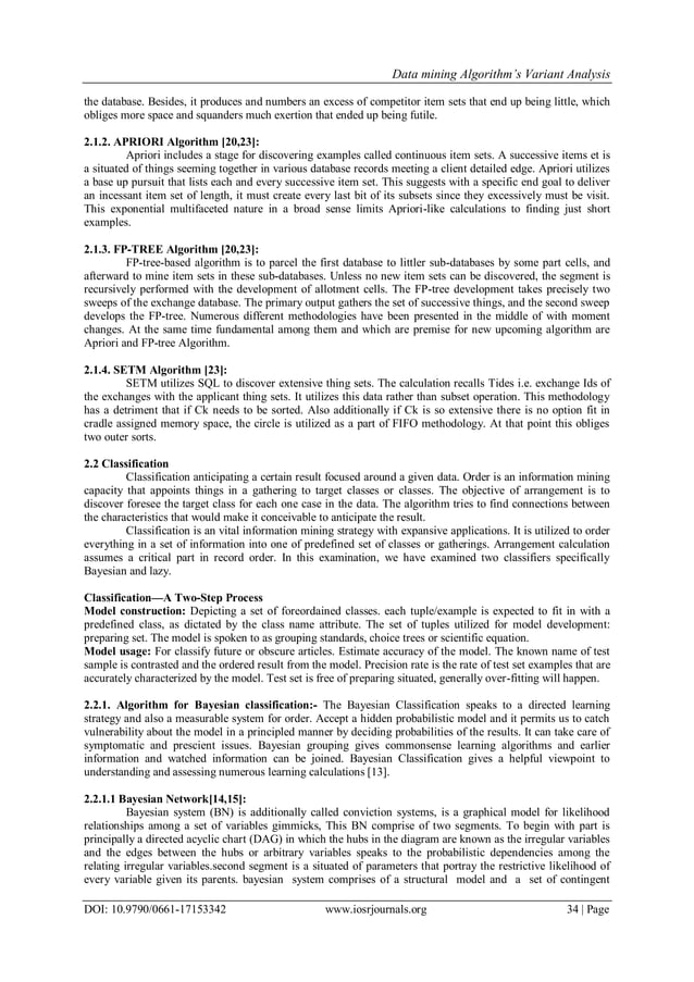 Data mining Algorithm’s Variant Analysis | PDF