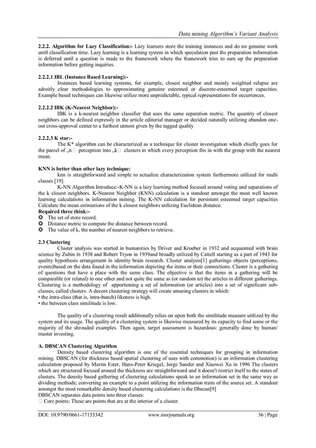 Data mining Algorithm’s Variant Analysis | PDF