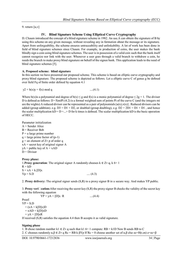 Blind Signature Scheme Based On Elliptical Curve Cryptography (ECC) | PDF