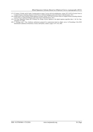 Blind Signature Scheme Based On Elliptical Curve Cryptography (ECC) | PDF