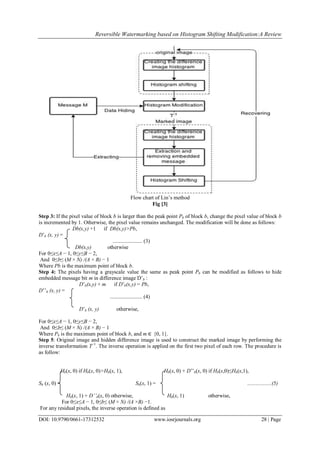 Reversible Watermarking based on Histogram Shifting Modification:A Review | PDF