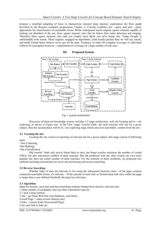 Smart Crawler: A Two Stage Crawler for Concept Based Semantic Search Engine. | PDF