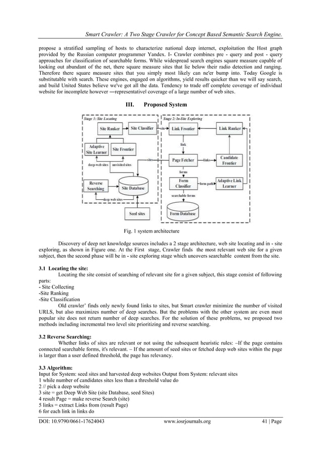 Smart Crawler: A Two Stage Crawler for Concept Based Semantic Search Engine. | PDF