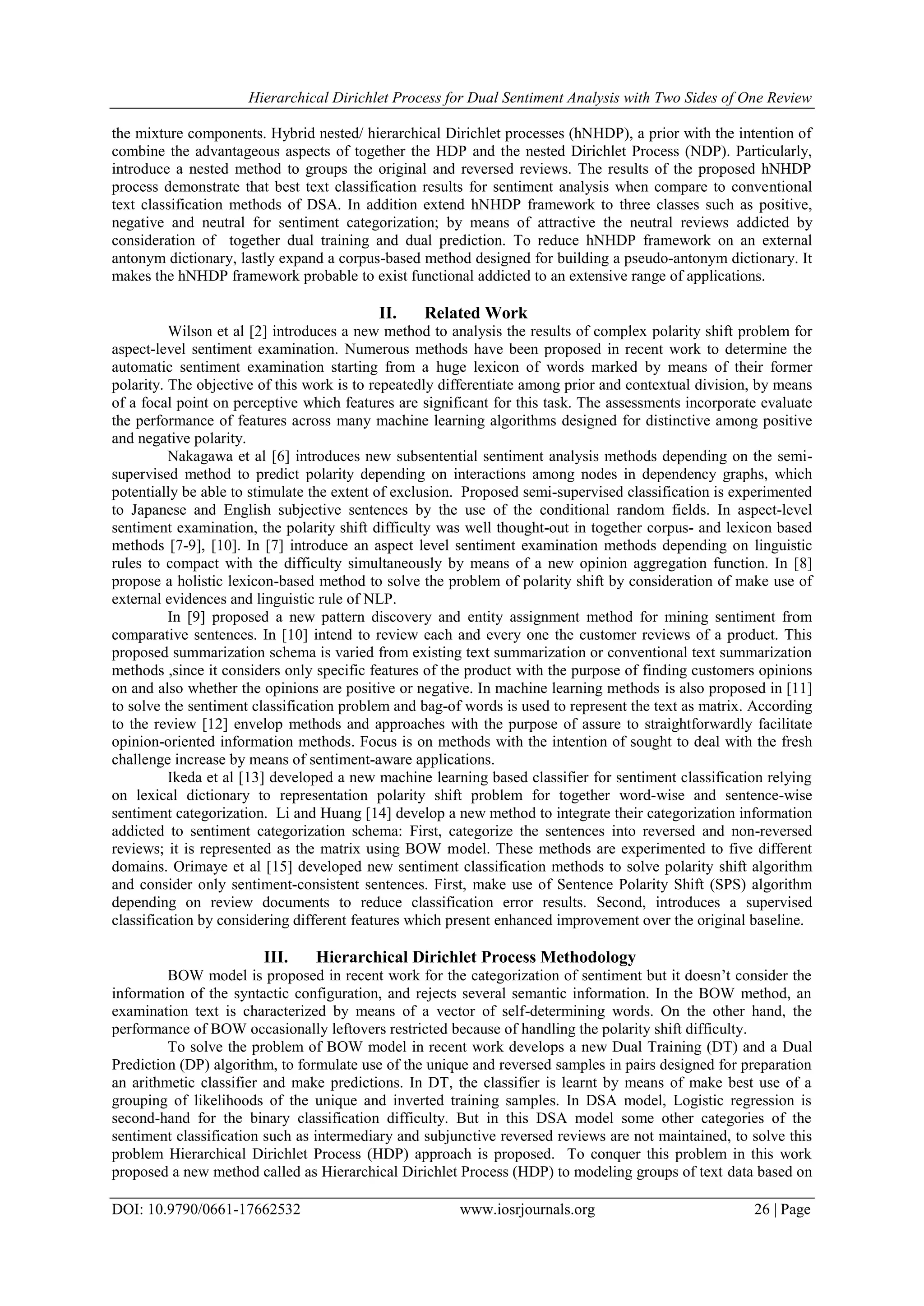 Hierarchical Dirichlet Process For Dual Sentiment Analysis With Two Sides Of One Review Pdf