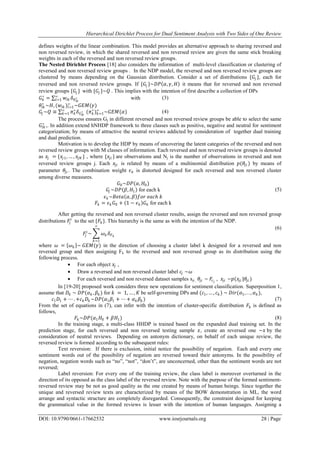 Hierarchical Dirichlet Process for Dual Sentiment Analysis with Two Sides of One Review | PDF