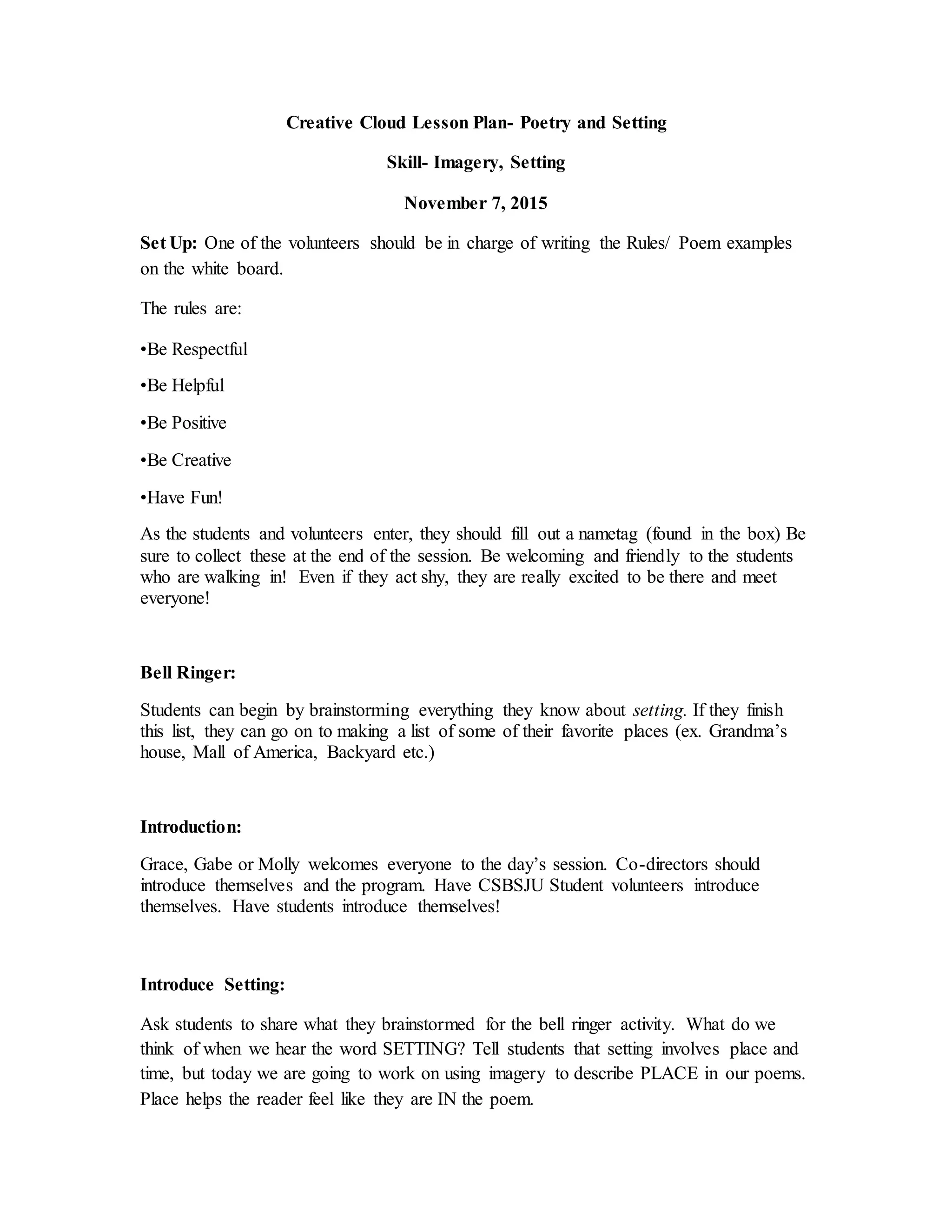CC Lesson- Poetry Settings | DOCX