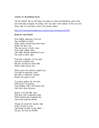 CC Lesson- Poetry Settings | DOCX | Educational Assessment | Education