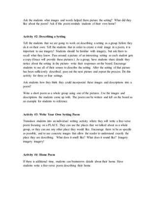 CC Lesson- Poetry Settings | DOCX | Educational Assessment | Education